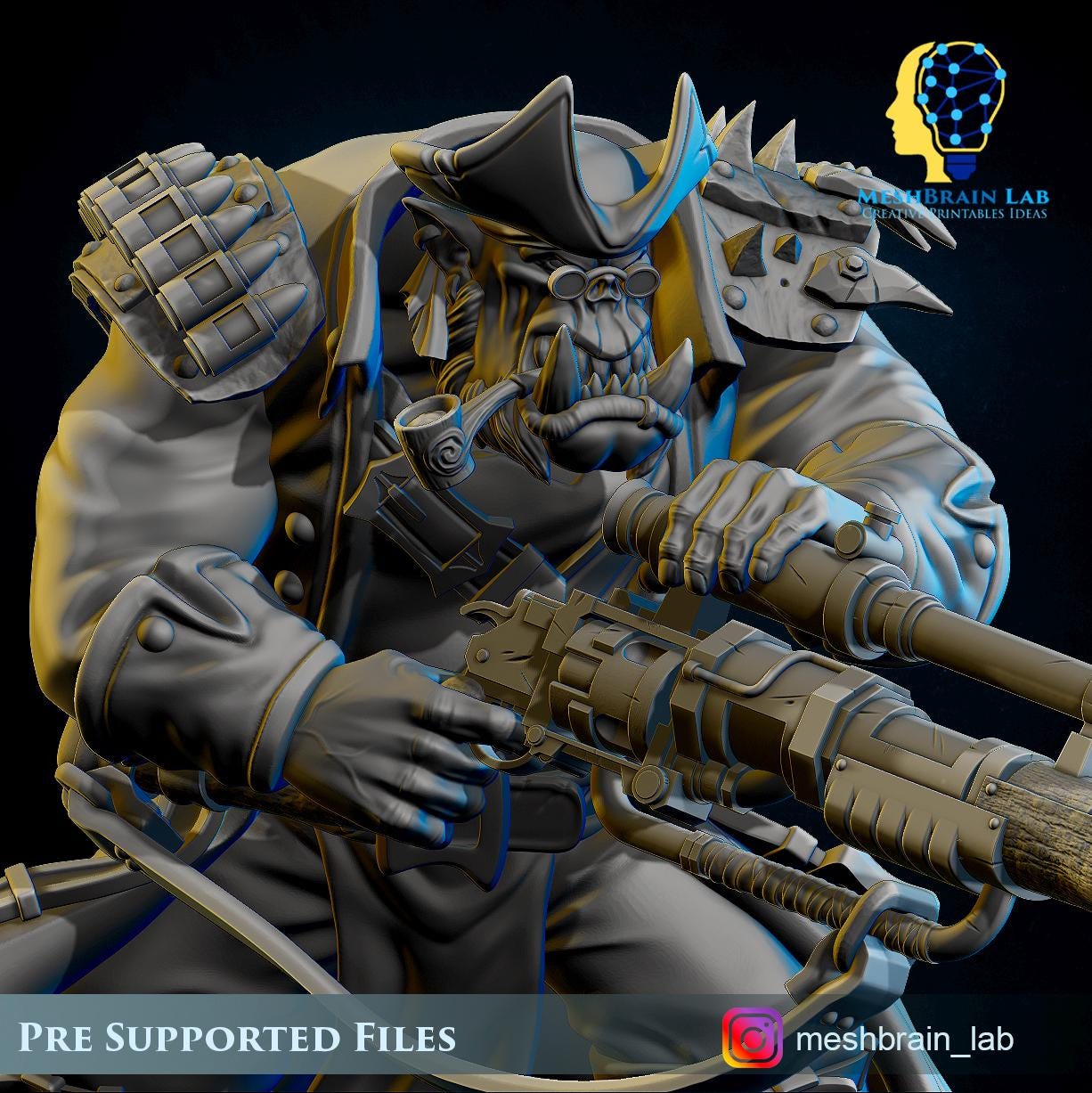 3D Printed Ork Pirate Sniper by Meshbrain Labs - Etsy