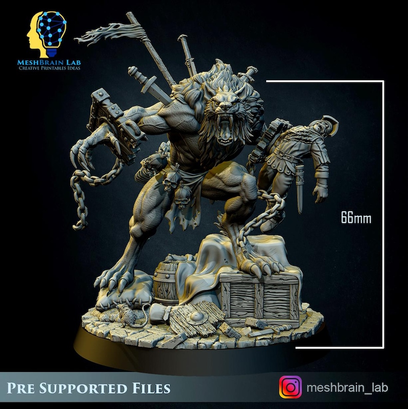 3D Printed Monstrous Werewolf by Meshbrain Labs - Etsy