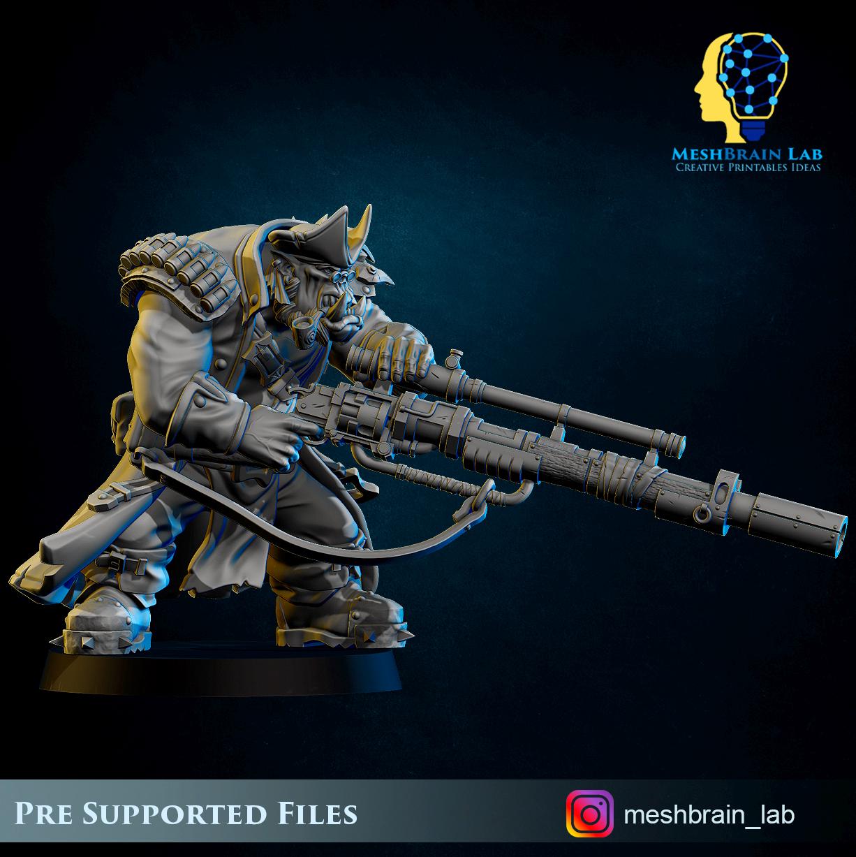 3D Printed Ork Pirate Sniper by Meshbrain Labs - Etsy