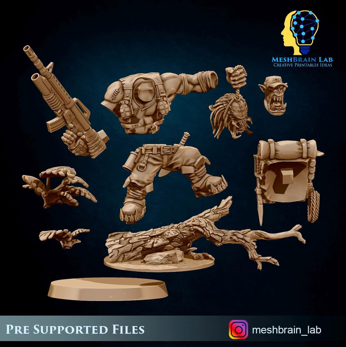 3D Printed Ork Kommando Boss by Meshbrain Labs - Etsy