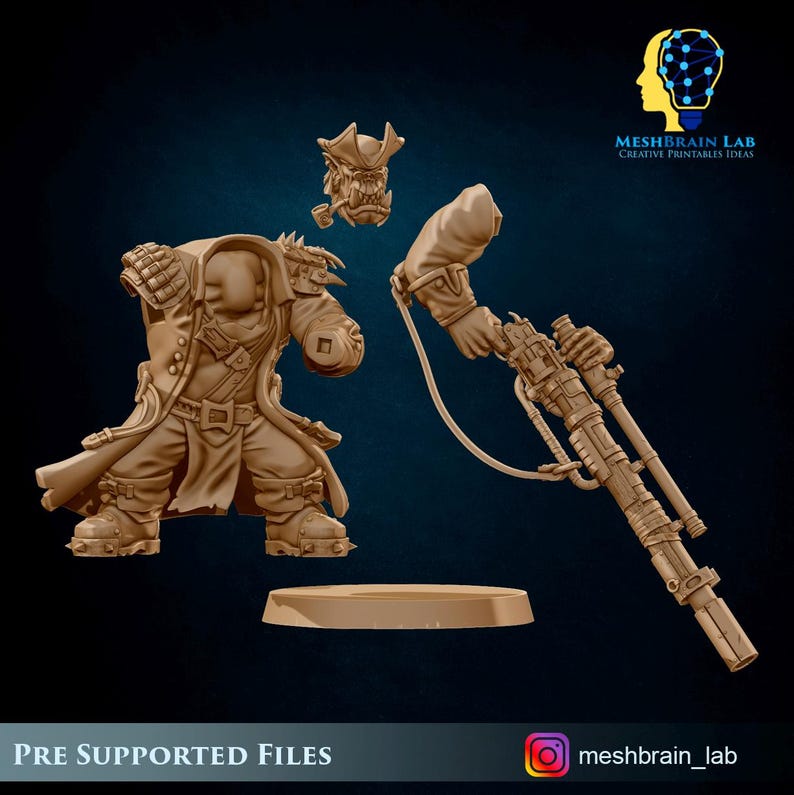 3D Printed Ork Pirate Sniper by Meshbrain Labs - Etsy