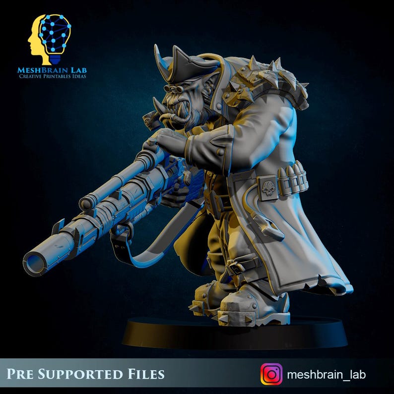 3D Printed Ork Pirate Sniper by Meshbrain Labs - Etsy