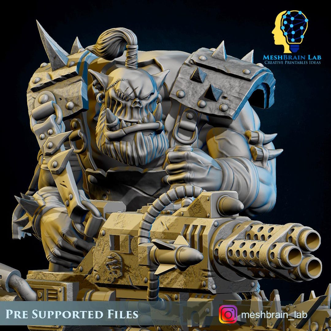 3D Printed Ork Pirate With Big Bada Boom W Chainsword by Meshbrain Labs ...