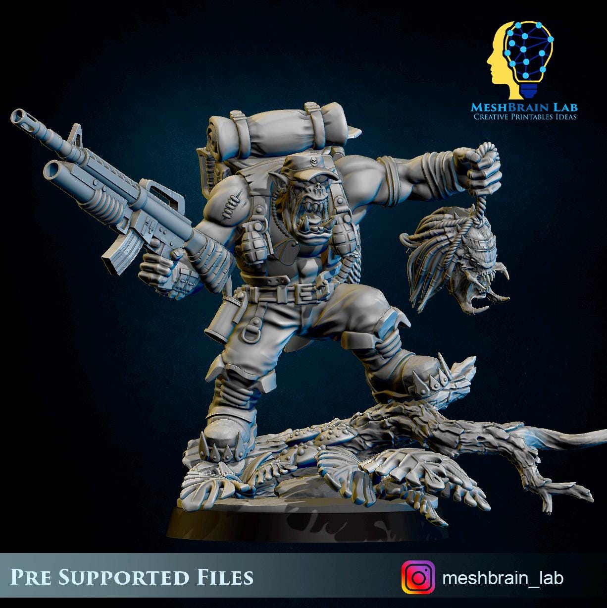 3D Printed Ork Kommando Boss by Meshbrain Labs - Etsy