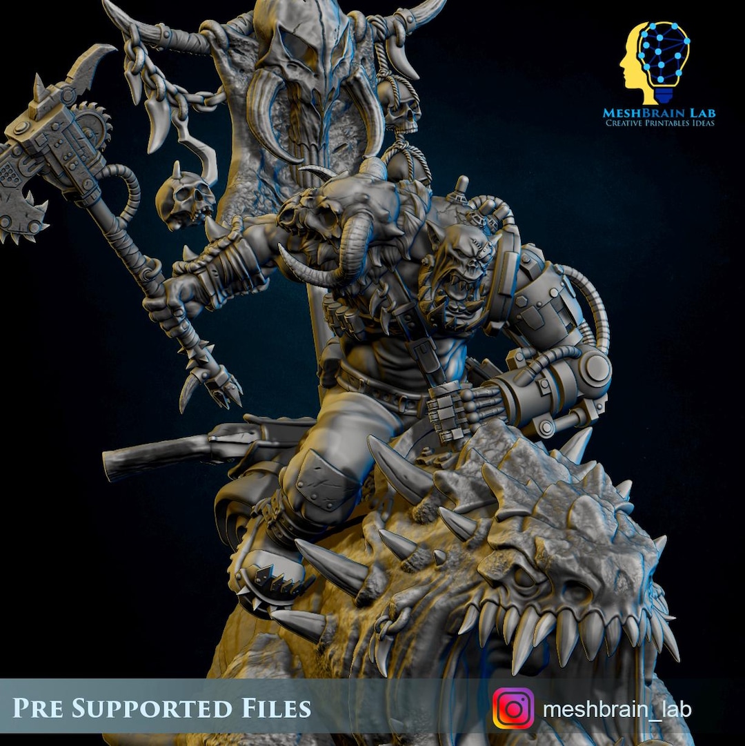 3D Printed Ork Beast Hunter by Meshbrain Labs Miniatures - Etsy