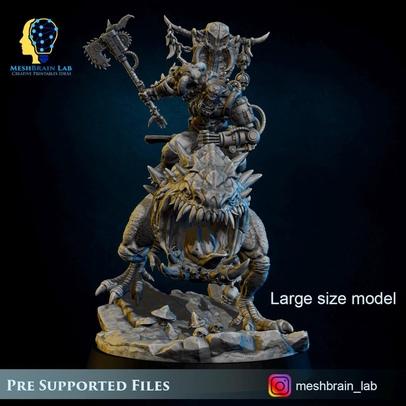 3D Printed Ork Beast Hunter by Meshbrain Labs Miniatures - Etsy