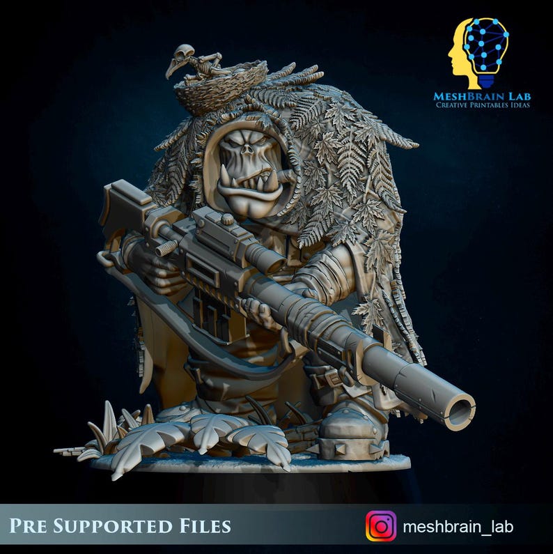 3D Printed Ork Kommando Sniper by Meshbrain Labs Miniatures - Etsy