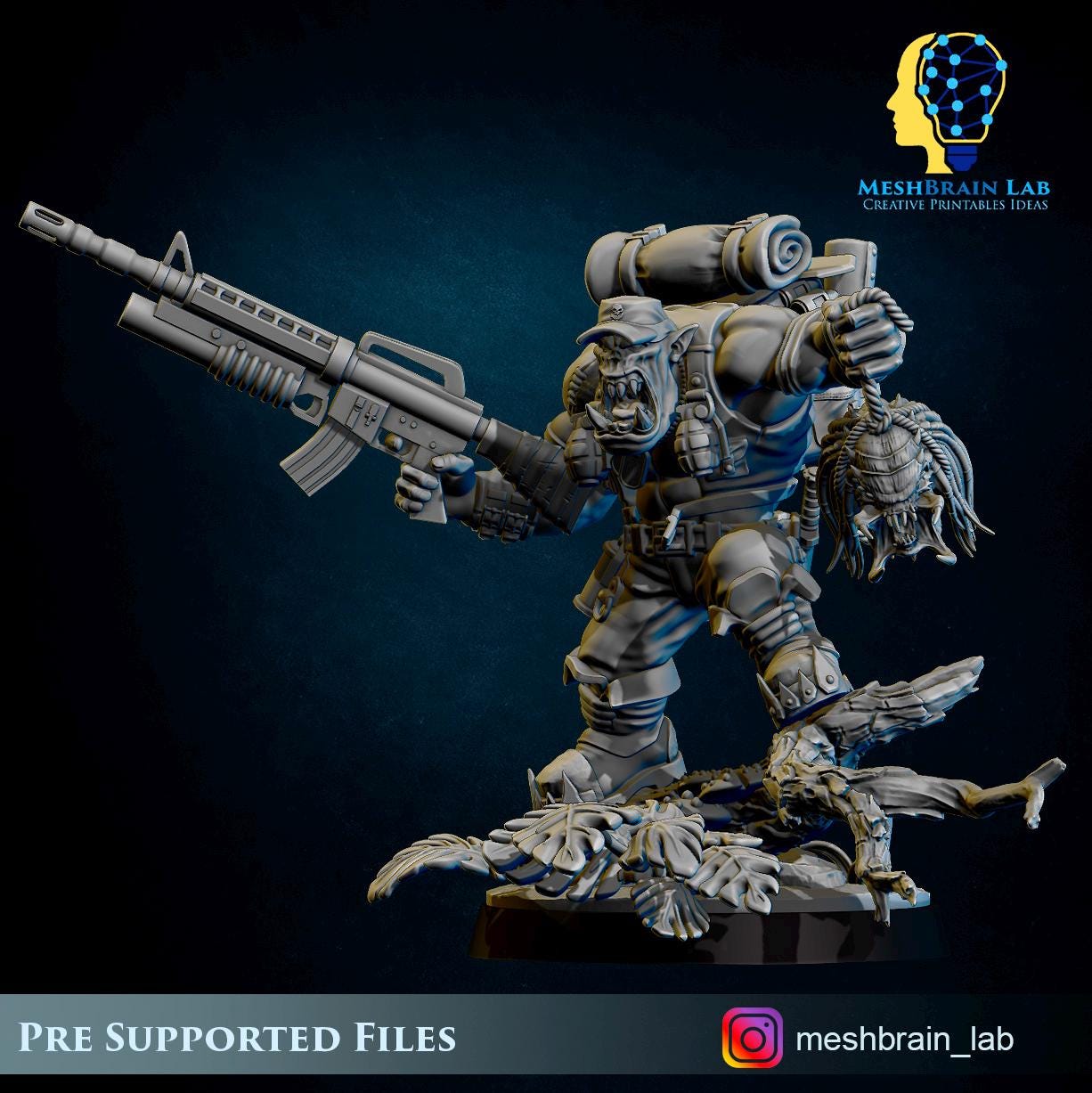 3D Printed Ork Kommando Boss by Meshbrain Labs - Etsy