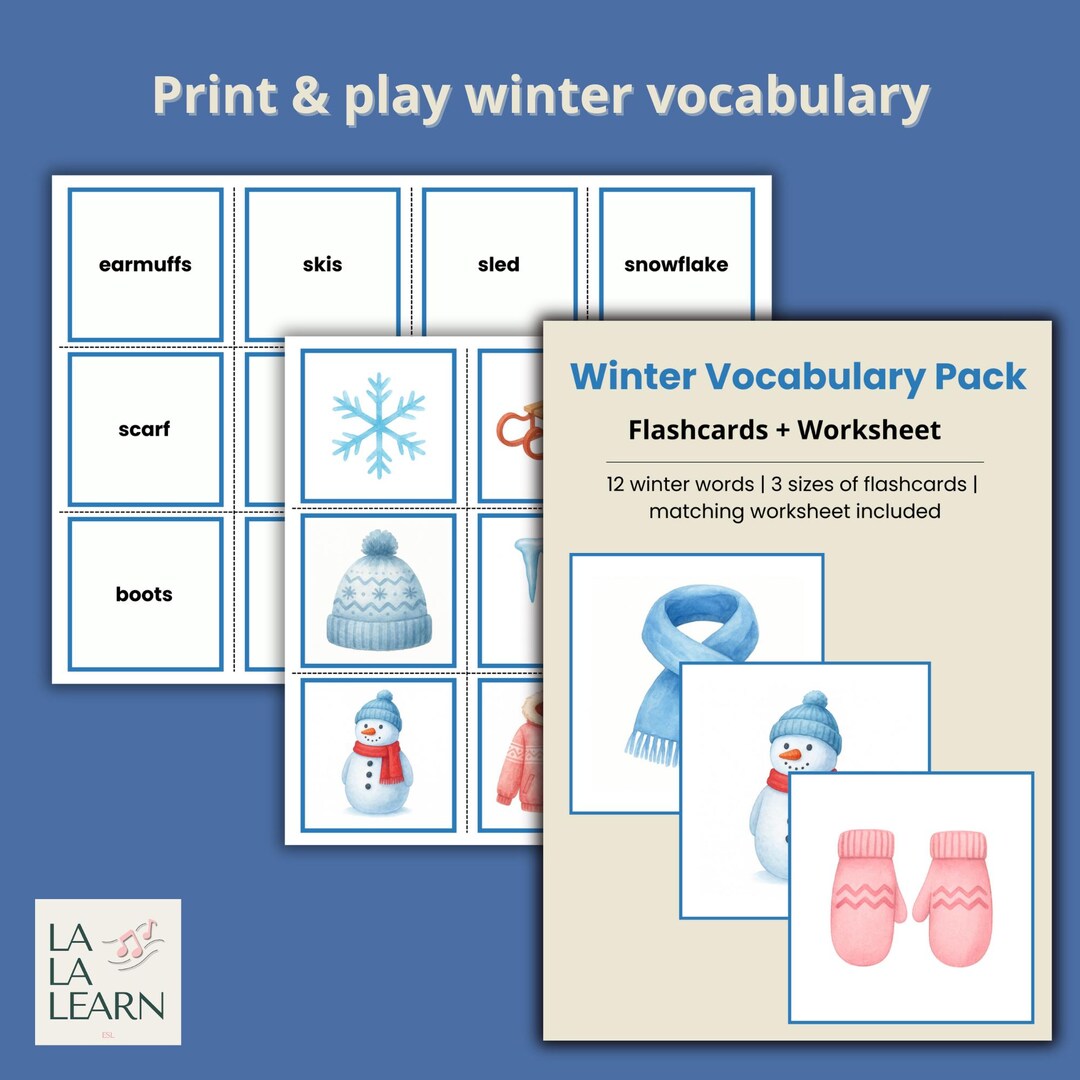 Winter Vocabulary ESL Lesson | Flashcards, Matching & Word Search | No ...