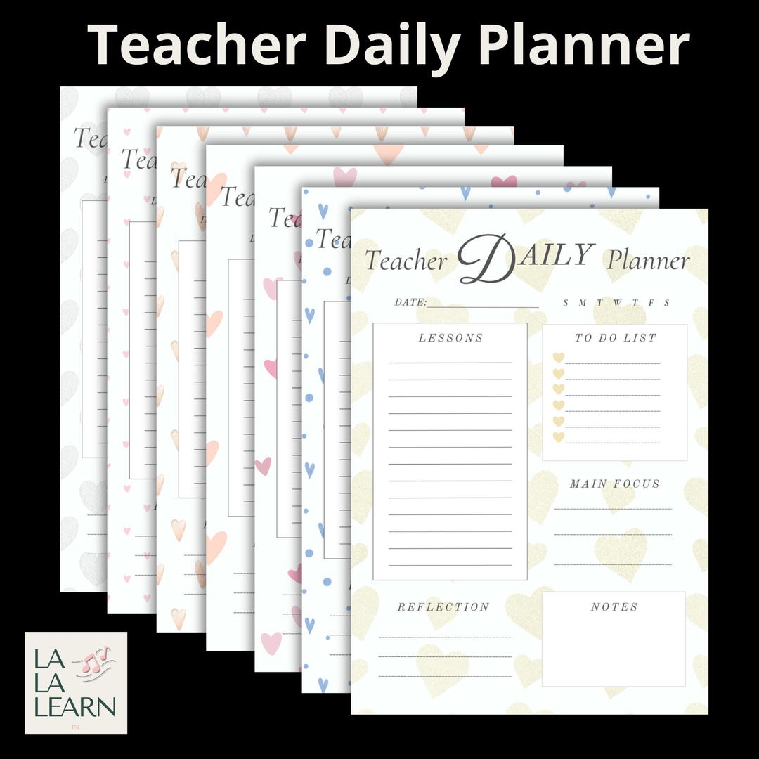 Teacher Daily Planner | Printable A4 | Romantic Set | 7 Designs - Etsy