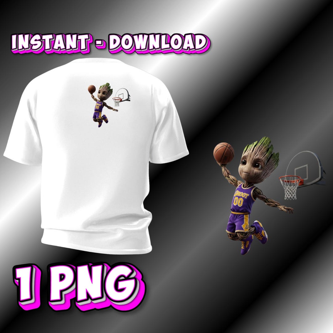 Groot Basketball PNG, Cute Tree Character Dunk Art, Cartoon Basketball ...