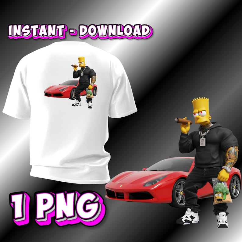 Gangster Urban Cartoon PNG, Muscle Street Character With Sports Car ...