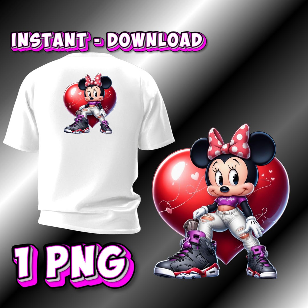 Minnie Mouse Inspired Urban Girl PNG, Streetwear Mouse Babe Art, Cute ...
