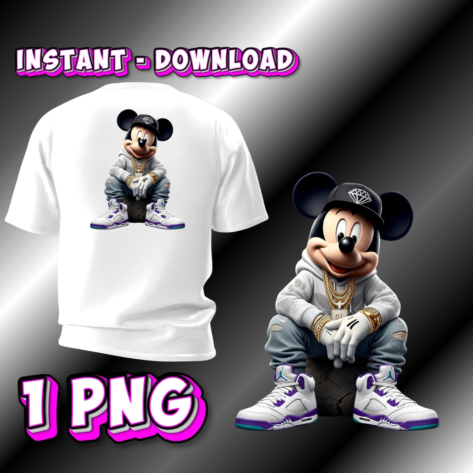 Urban Gangster Mickey Mouse PNG, Gangster Mouse Art, Hip Hop Cartoon ...
