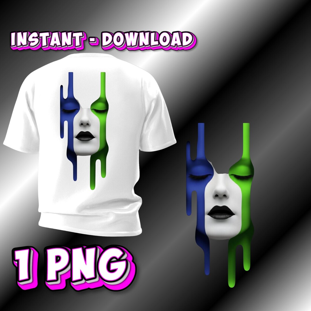 Abstract Dripping Face Art, Modern Surreal Woman Portrait, Colorful ...