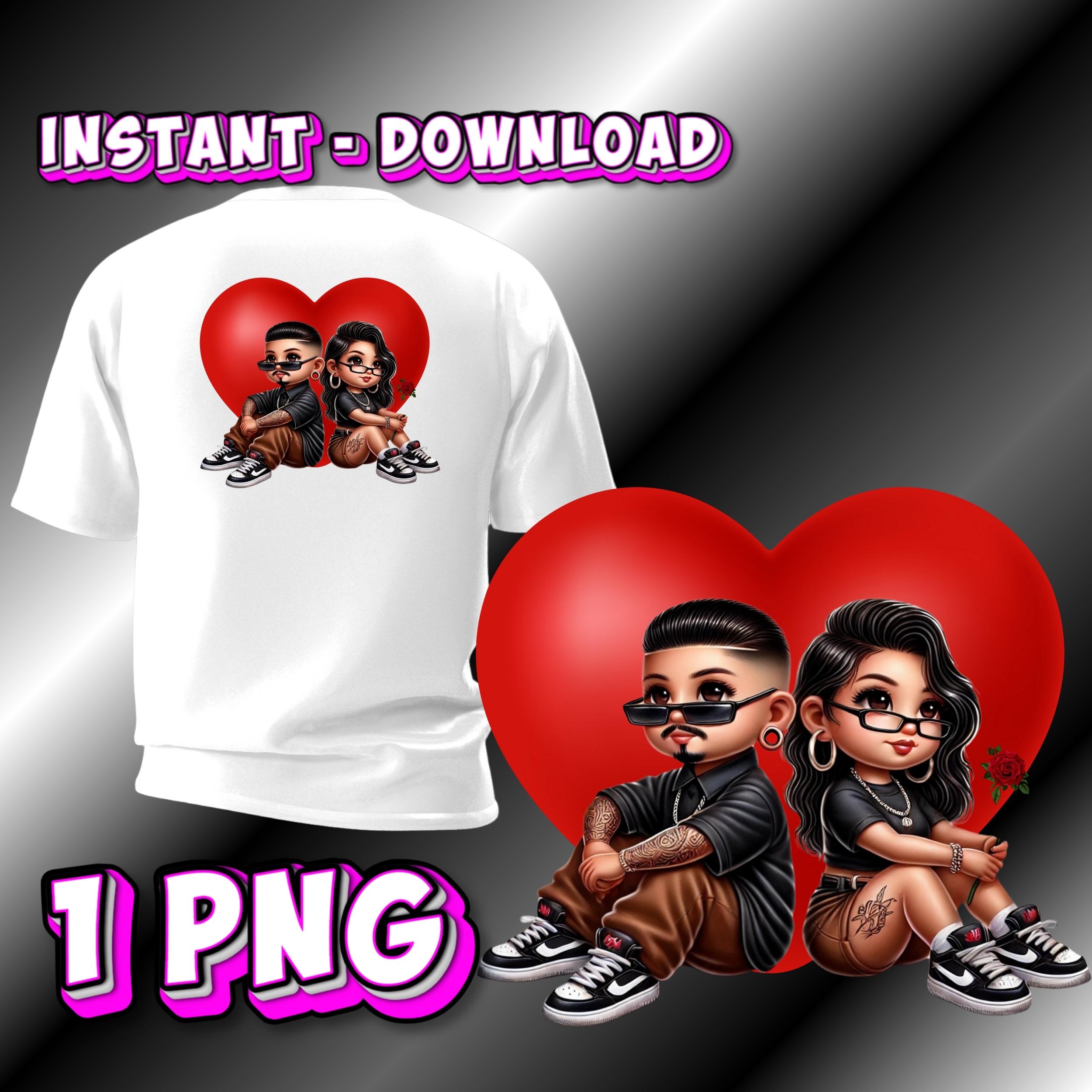 Urban Gangster Chicano Couple Art, Cute Street Style Love PNG ...