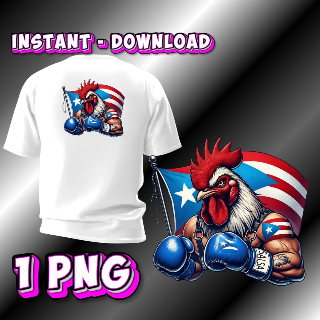 Puerto Rico Rooster Boxer PNG, Fighting Rooster Art, Puerto Rican Flag ...