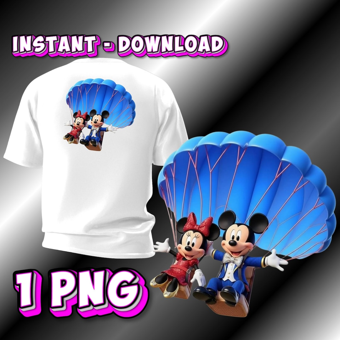 Cute Cartoon Mouse Couple Parachute Art, Romantic Flying Mouse Duo ...