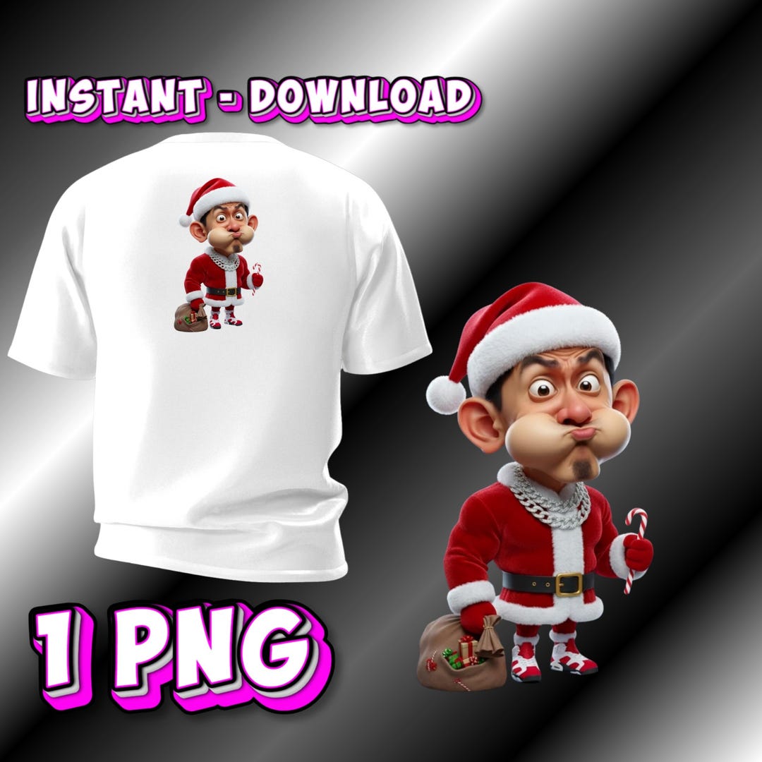 Gangster Santa PNG: Funny Street Style Christmas Art (digital Download ...