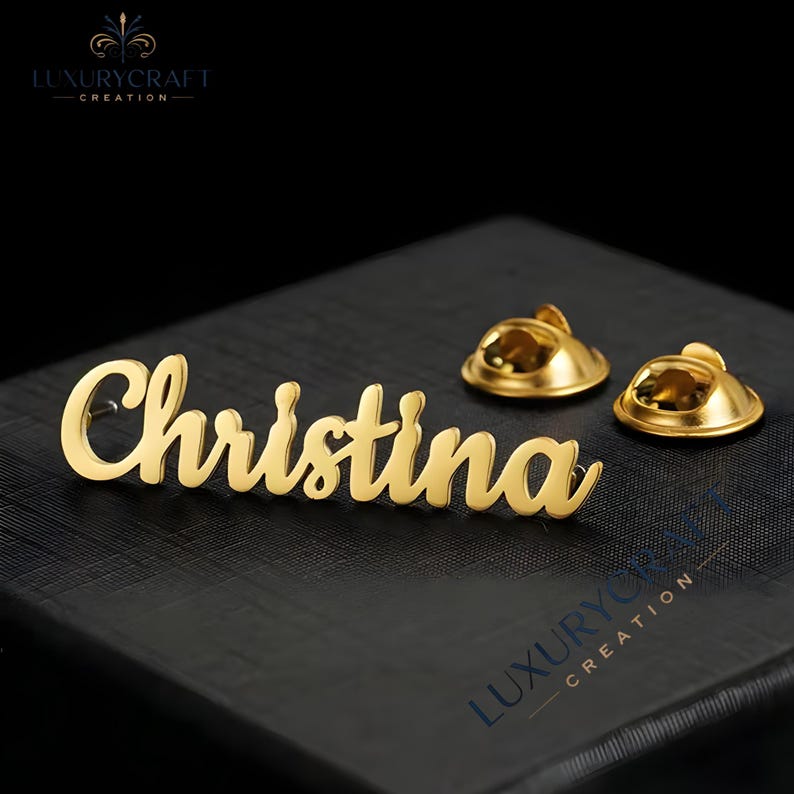 Brooch, Custom Name Brooch, Personalized Name Lapel Pin, Monogram Lapel ...