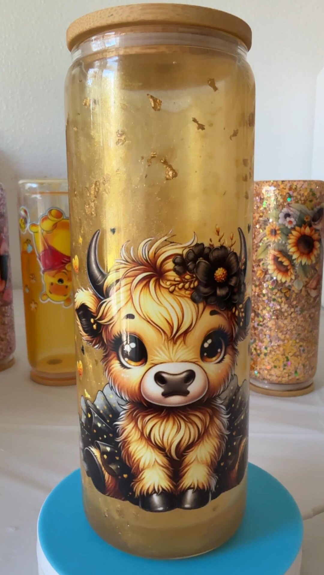 25oz Gold Cow Snow Globe Tumbler - Etsy