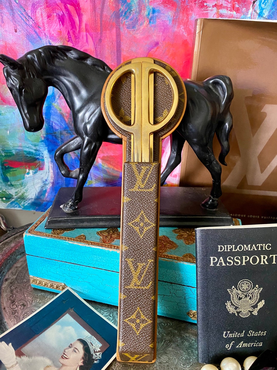 Rare Vintage LOUIS VUITTON Saks Fifth SCISSOR Set Scissors 1970’s Desk ...