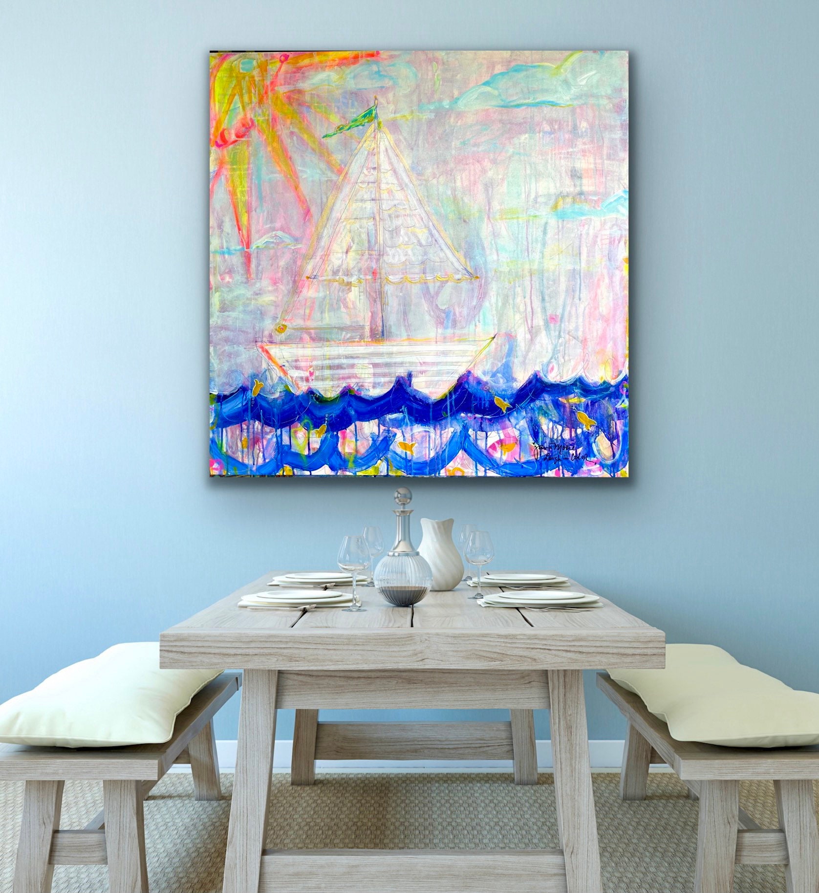 LAUGH IN COLOR Studio Jan Emerson Moore "if I Had a Boat" Original Art ...