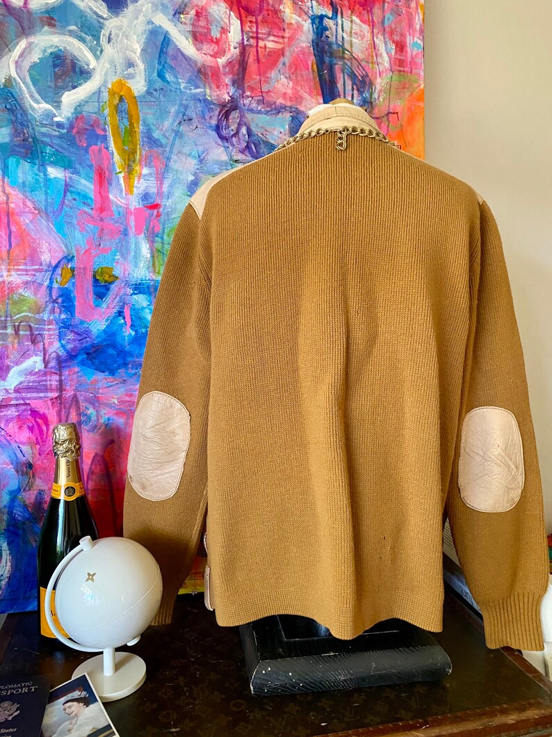 Rare Vintage GUCCI 1950s Sweater Leather Detailing Designer Outerwear ...