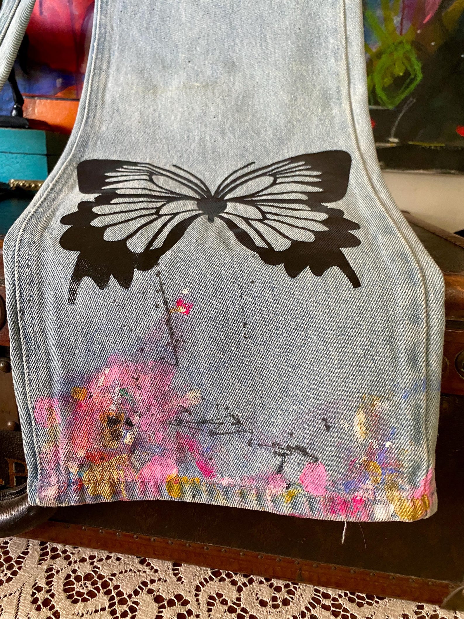 Art Wear Hand Painted Laugh in Color Studio BUTTERFLY High Rise MCM Mod ...