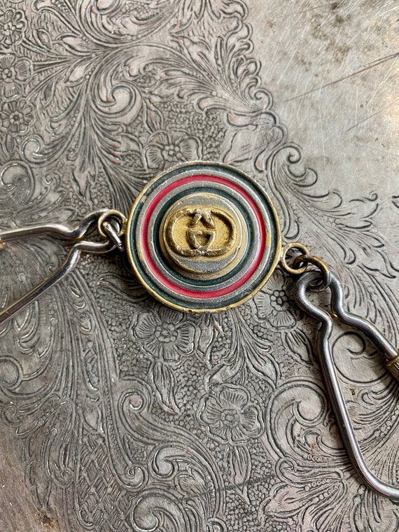 SALE Rare Auth Vintage GUCCI ENAMEL Logo Key Ring Pur… - Gem