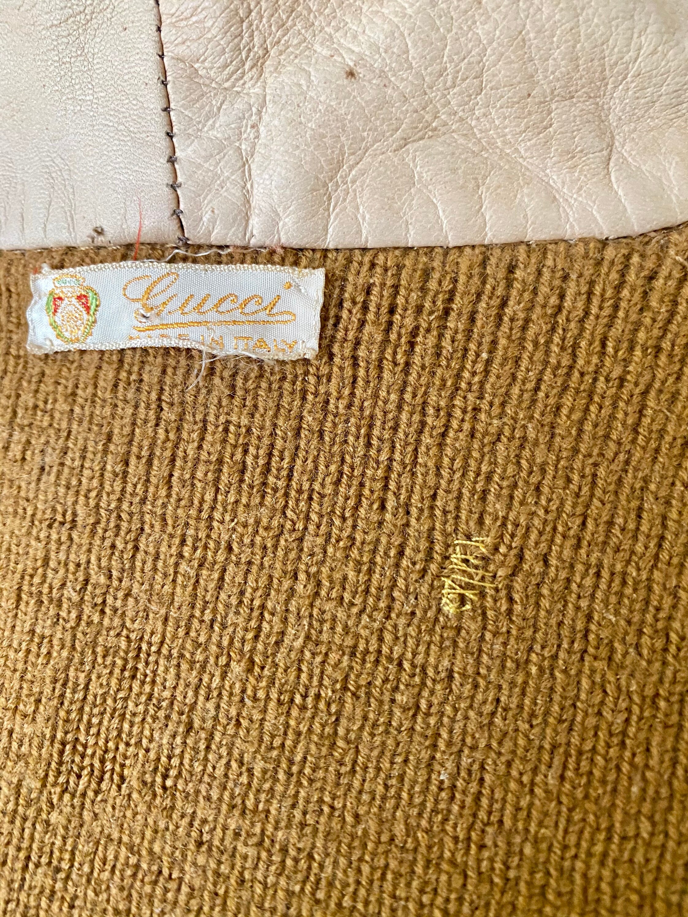 Rare Vintage GUCCI 1950s Sweater Leather Detailing Designer Outerwear ...