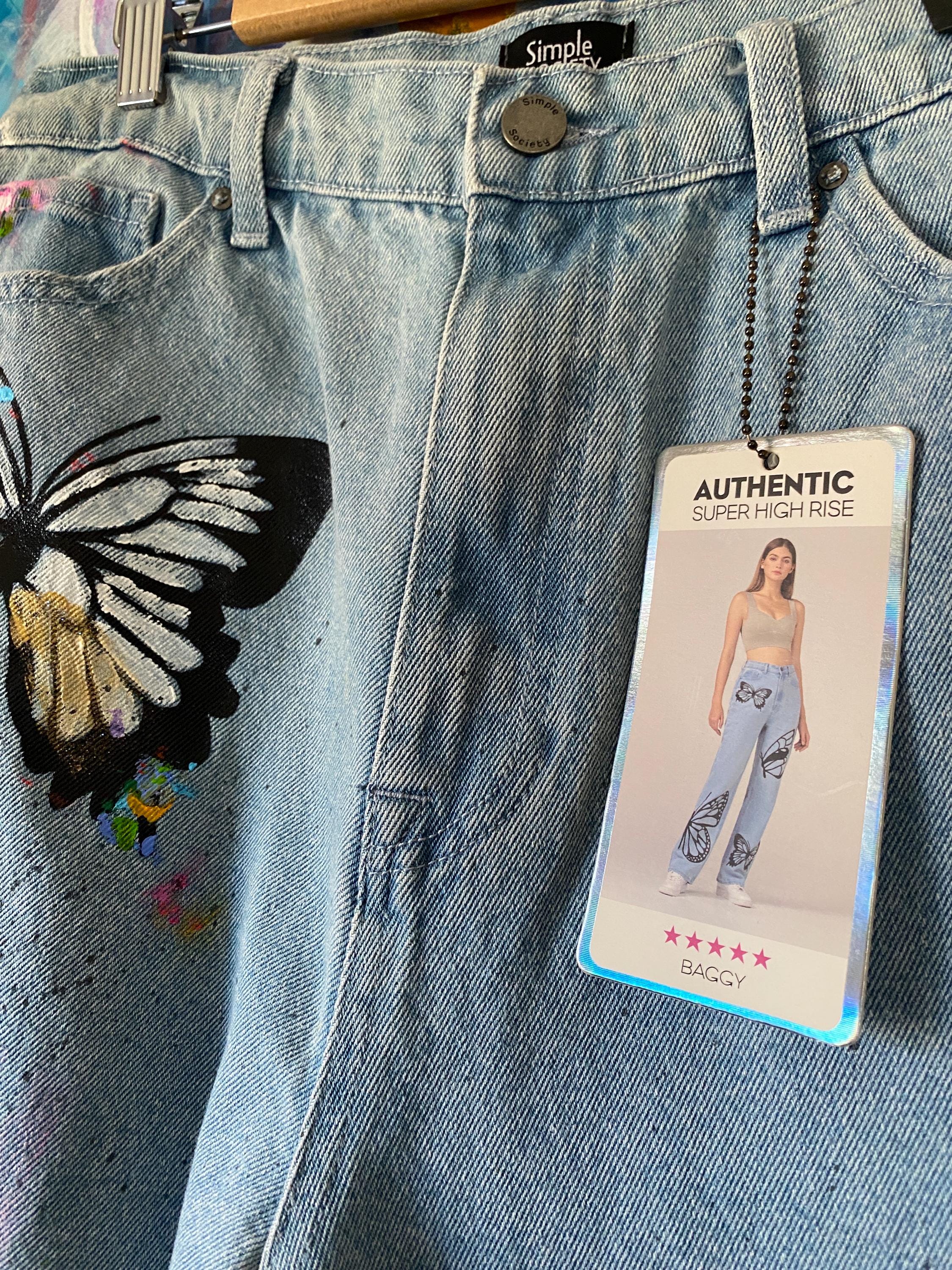 Art Wear Hand Painted Laugh in Color Studio BUTTERFLY High Rise MCM Mod ...
