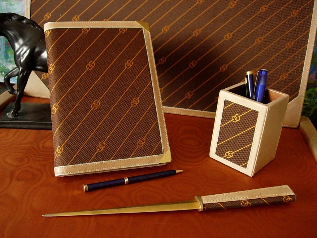 SALE Ultra RARE Vintage Authentic GUCCI Monogram Desk Set - Etsy