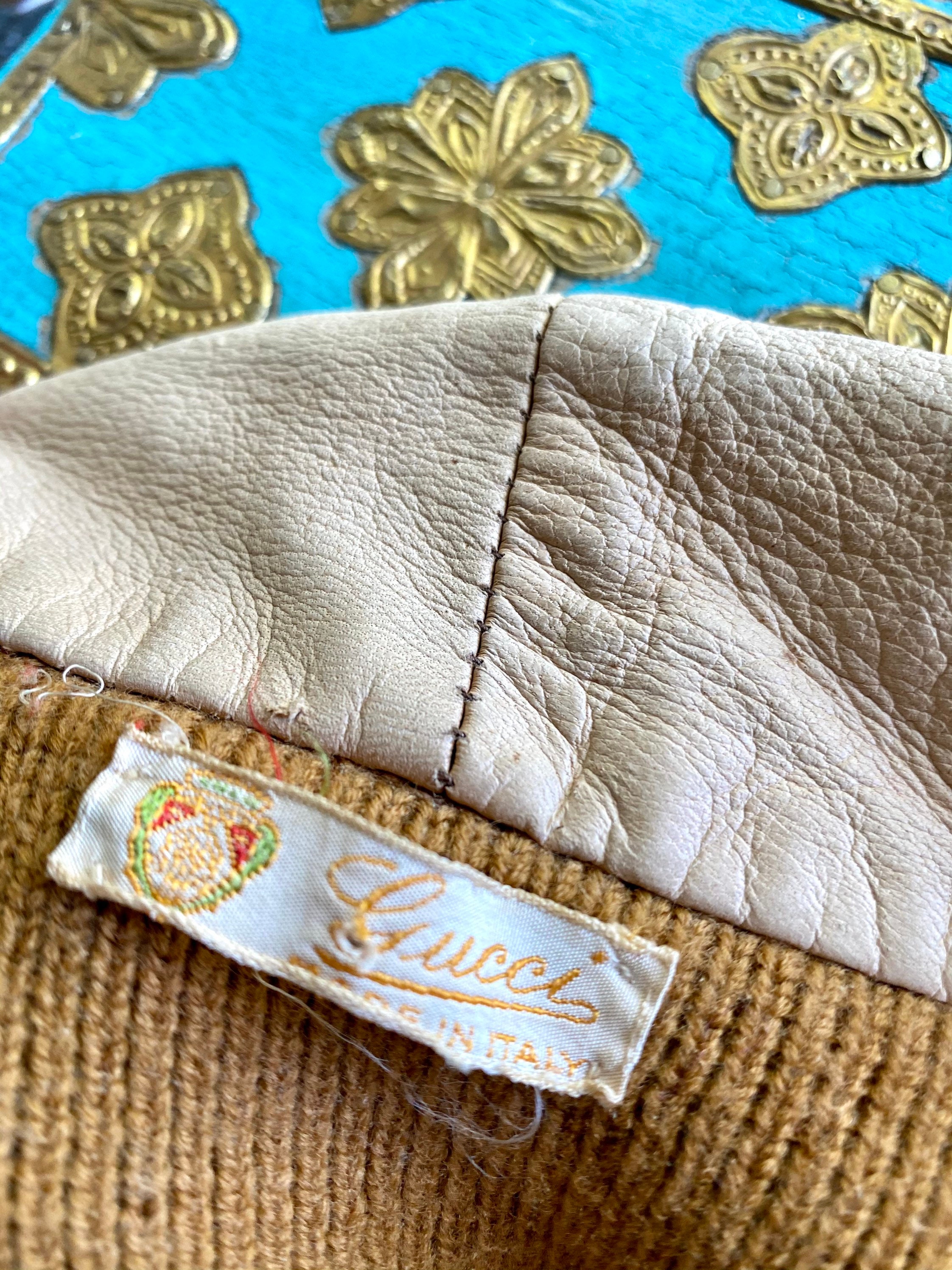 Rare Vintage GUCCI 1950s Sweater Leather Detailing Designer Outerwear ...