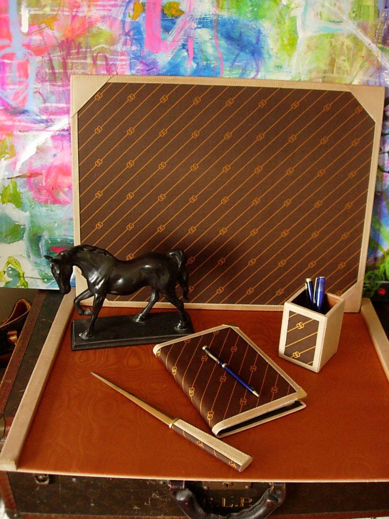 SALE Ultra RARE Vintage Authentic GUCCI Monogram Desk Set Executive ...