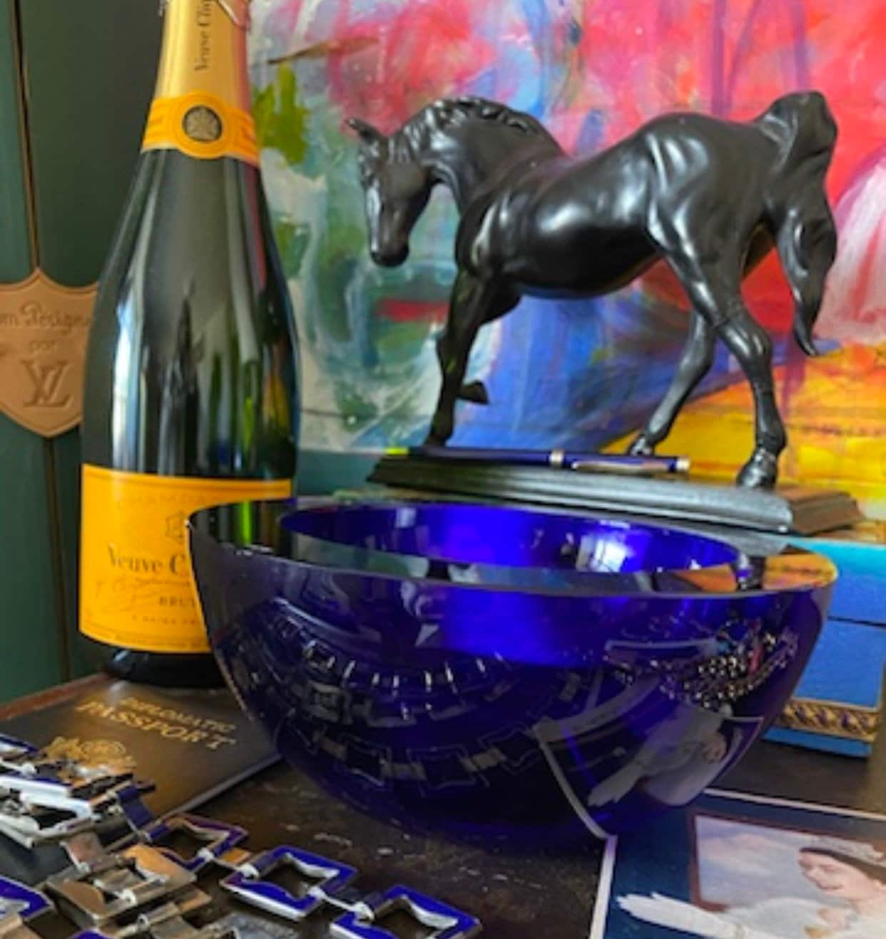 Ultra Rare Vintage GUCCI Cobalt Blue Crystal GLASS Bowl Home Staging ...