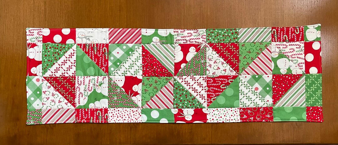 Christmas Patchwork Hourglass Table Runner Merry and Bright Me and My ...