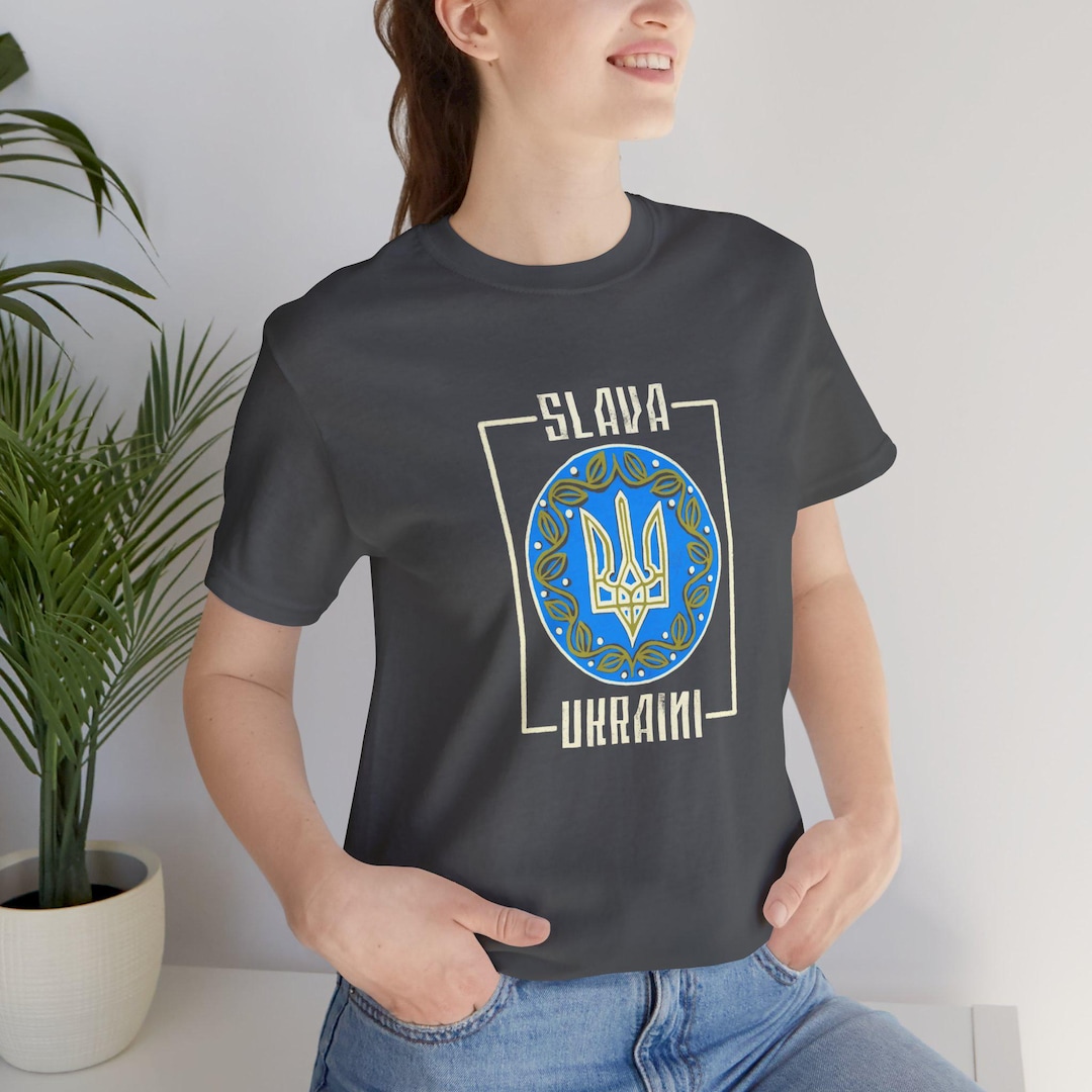 Slava Ukraini Trident Crest T-shirt | Ukrainian Pride Tee, Blue Yellow ...