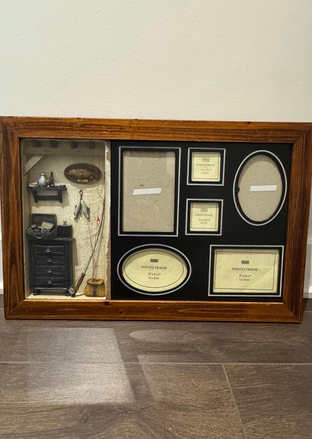 Vintage 1990s Rustic Lodge Shadow Box Multi Photo Frame Wall Decor ...