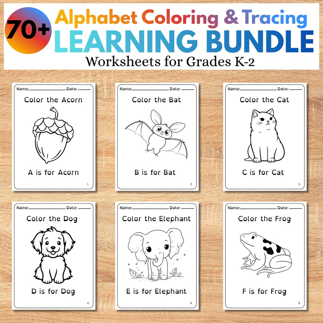 Alphabet Worksheet Bundle- Tracing, Coloring, Letter Hunt & Writing ...