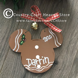 Mickey Head OR Minnie Head Christmas Ornament, Gingerbread Personalized ...