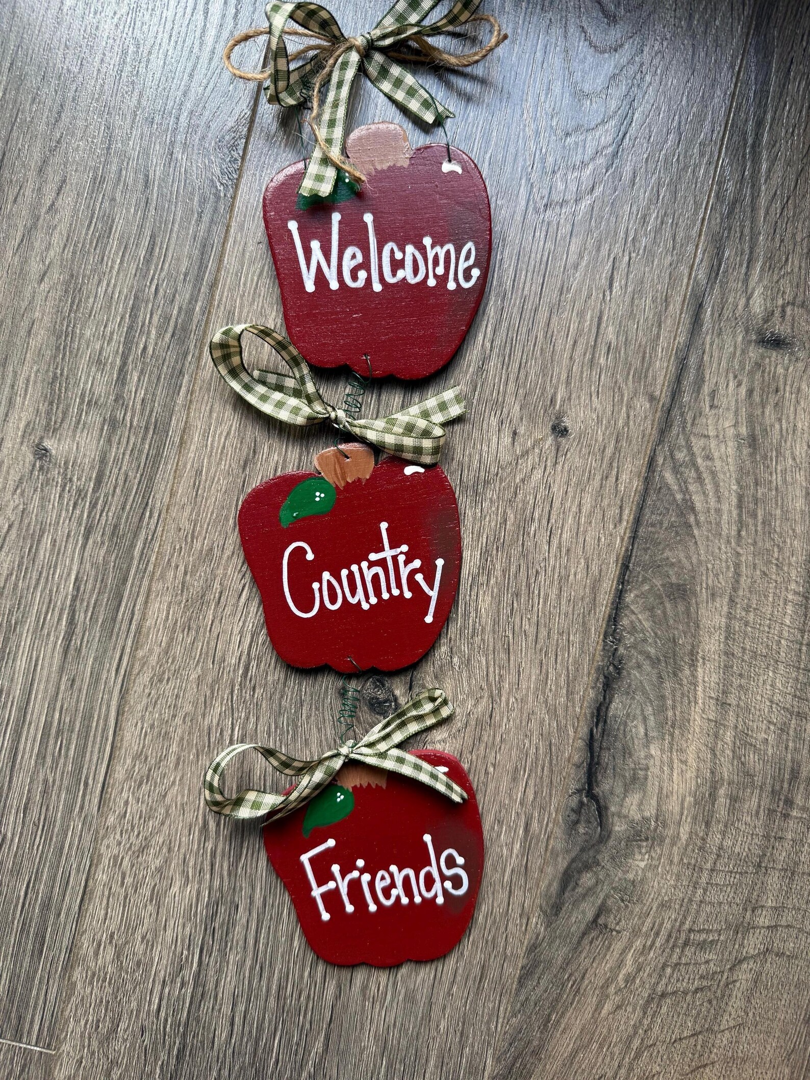 Hand-painted Apple Welcome Sign | Rustic Farmhouse Kitchen Decor - Etsy