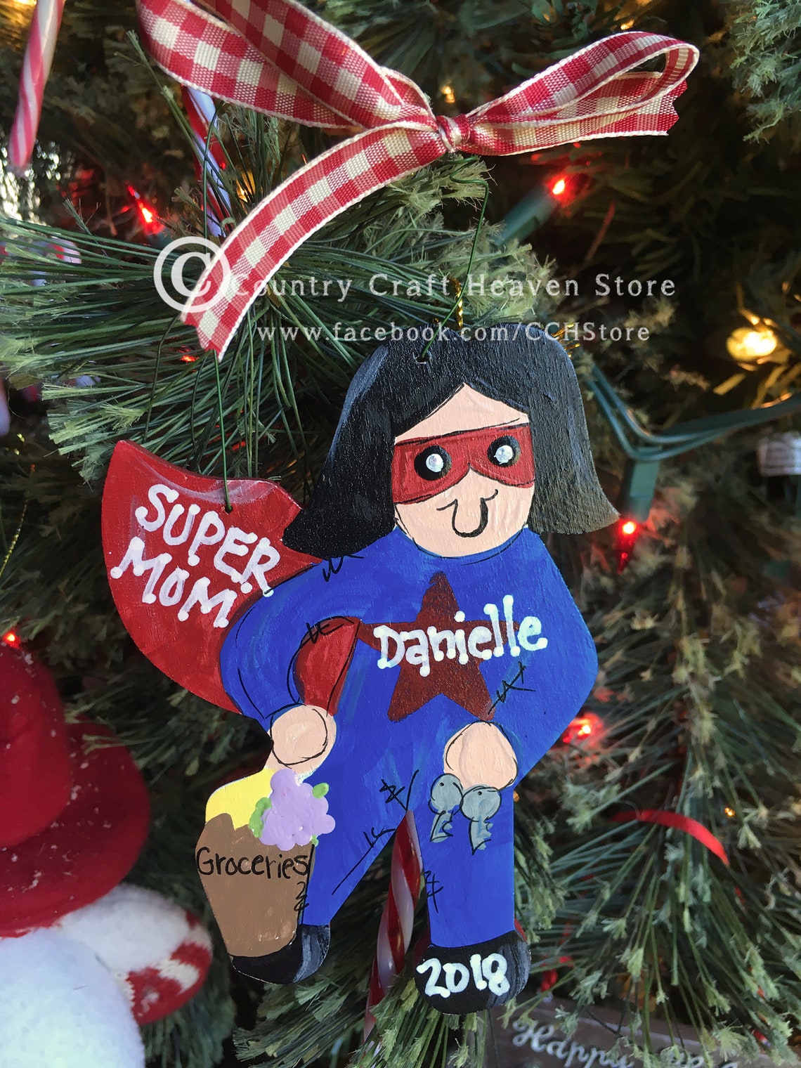 SUPER MOM Christmas Personalized Ornament Busy Mommy Gift MOMS Super ...