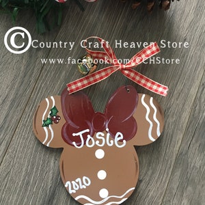 Mickey Head OR Minnie Head Christmas Ornament, Gingerbread Personalized ...