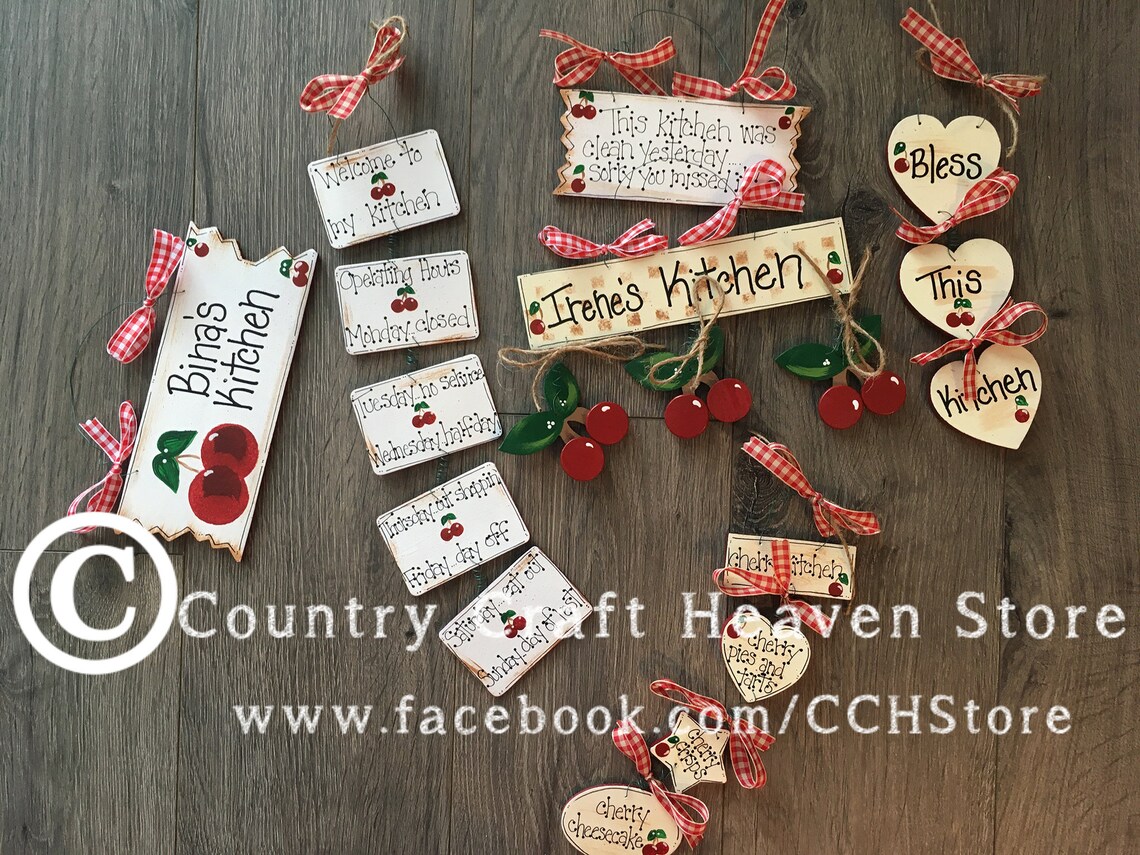 Cherry Kitchen Wall Art Rustic Cherry Sign Cherries Theme | Etsy