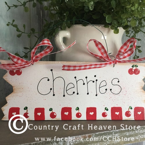 Cherry Kitchen Wall Art Rustic Cherry Sign Cherries Theme | Etsy