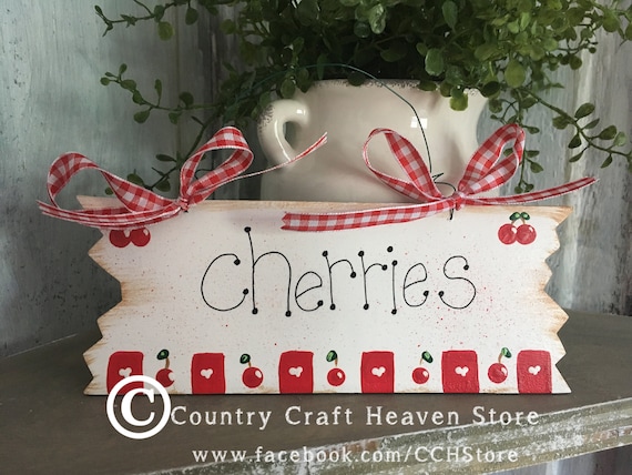 Cherry Kitchen Wall Art Rustic Cherry Sign Cherries Theme | Etsy