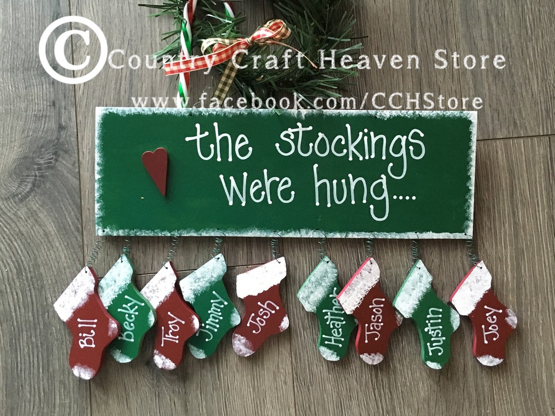 Personalized Stockings Family Name Sign Stocking Hanger Personalized ...