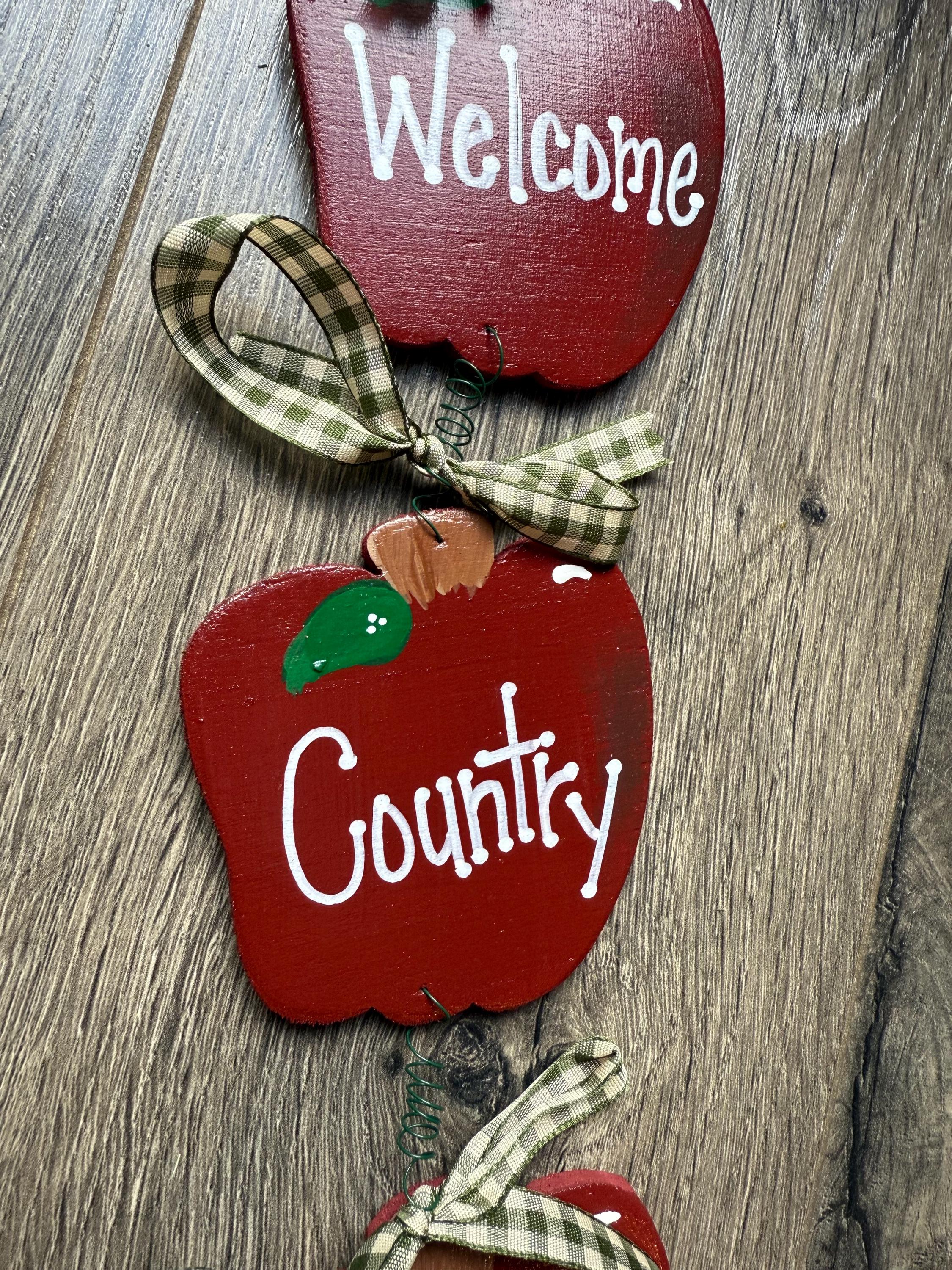 Hand-painted Apple Welcome Sign | Rustic Farmhouse Kitchen Decor - Etsy