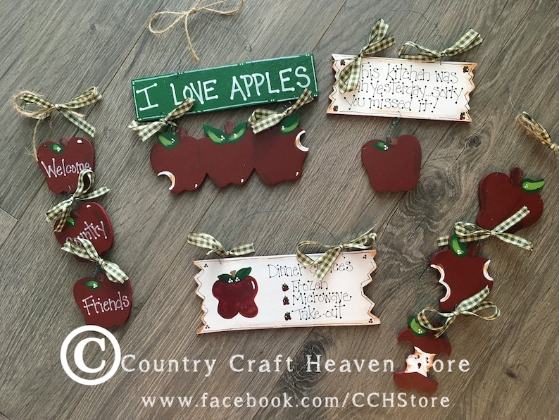Apple Wall Art Kitchen Welcome Country Friends Apples Decor - Etsy